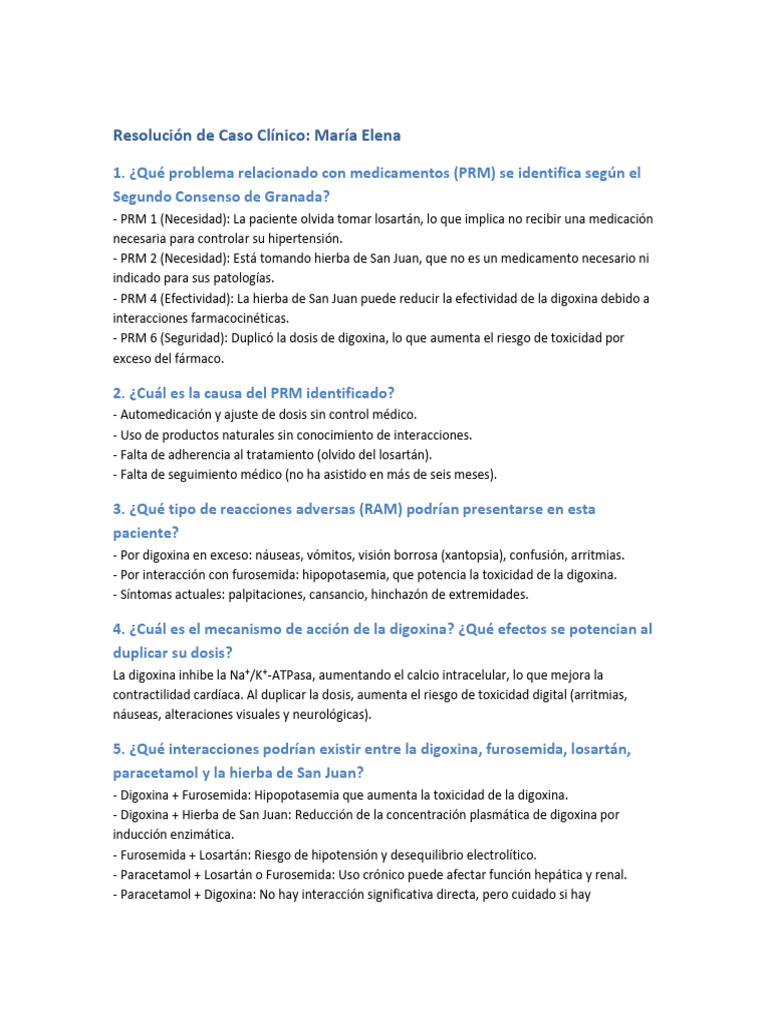Caso Clinico Maria Elena Actualizado | PDF | Drogas | Tratamientos médicos