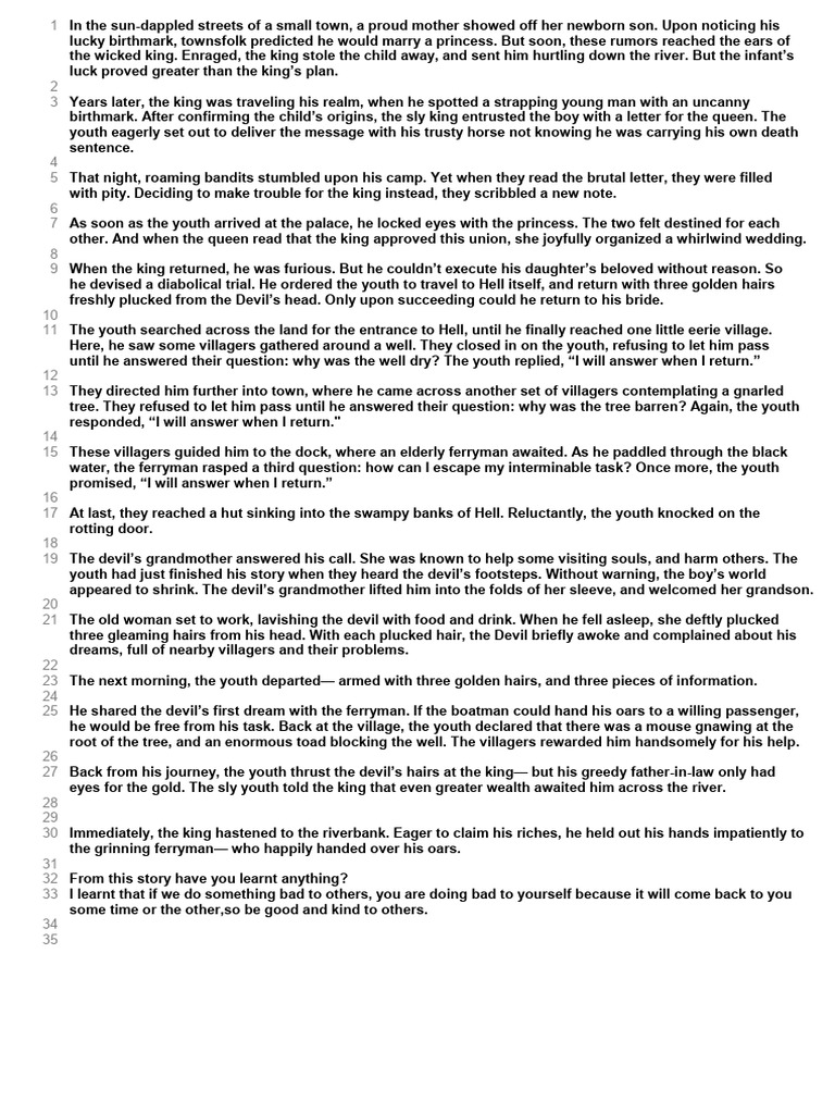 "The Youth's Quest for Golden Hairs" | PDF | Traditional Stories ...