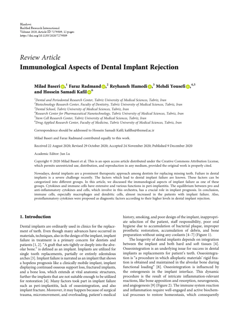 Immunological Aspects of Dental Implant Rejection | PDF | Interleukin 8 ...