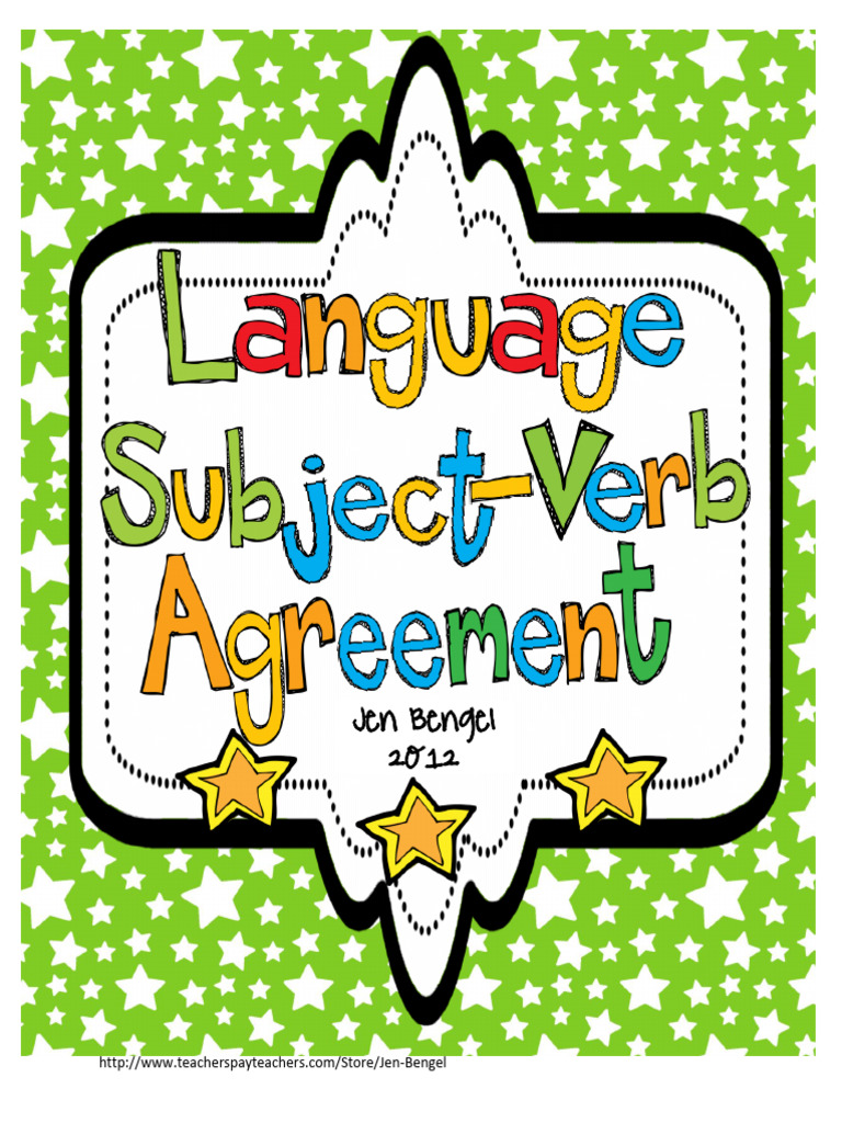 Language Subject Verb Agreement Printableswith CCSS | PDF | Verb ...
