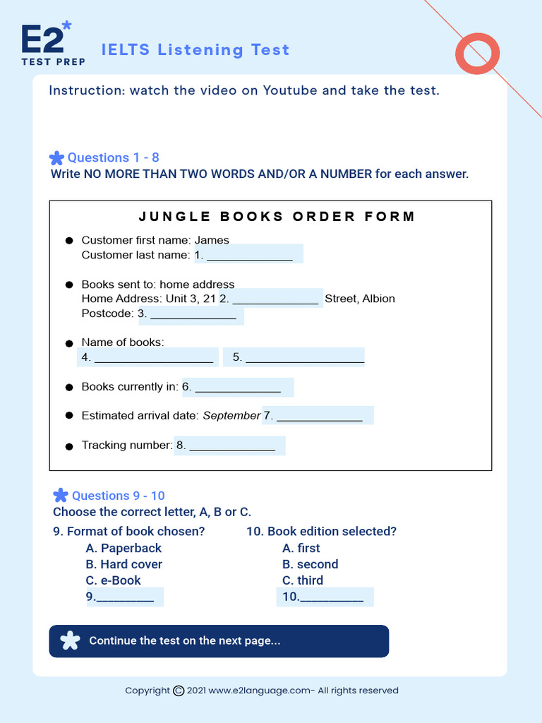 E2_IELTS_Listening_Test__V3 | PDF | International English Language ...