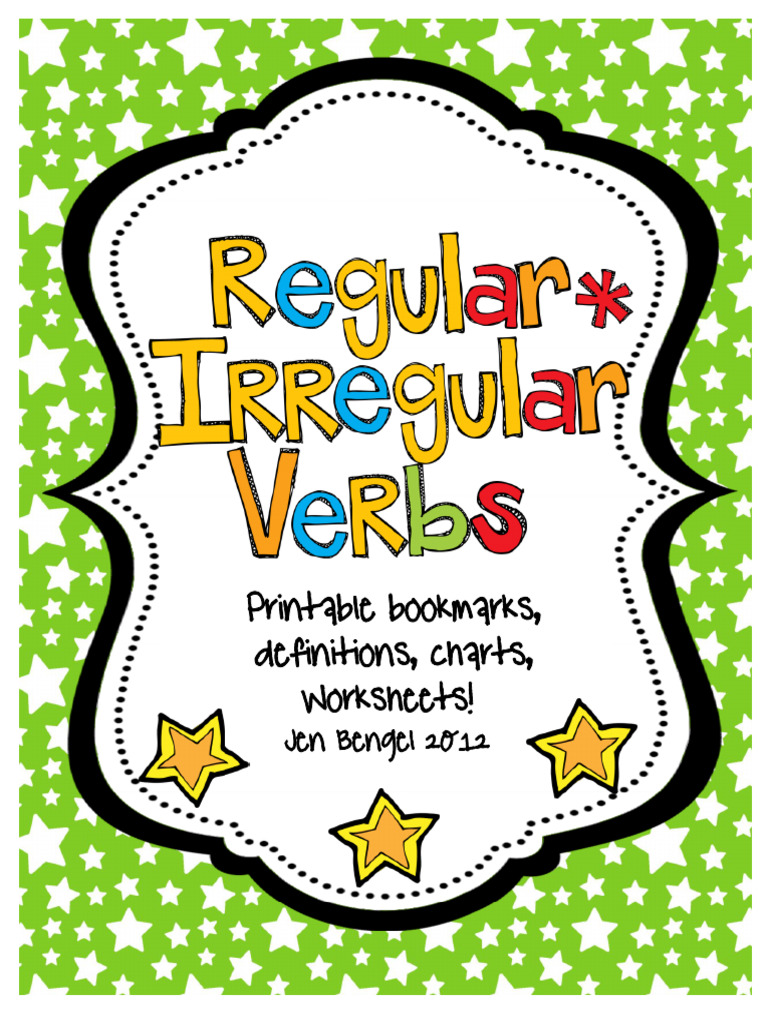 Language Regular Irregular Verbs Printableswith CCSS | PDF ...