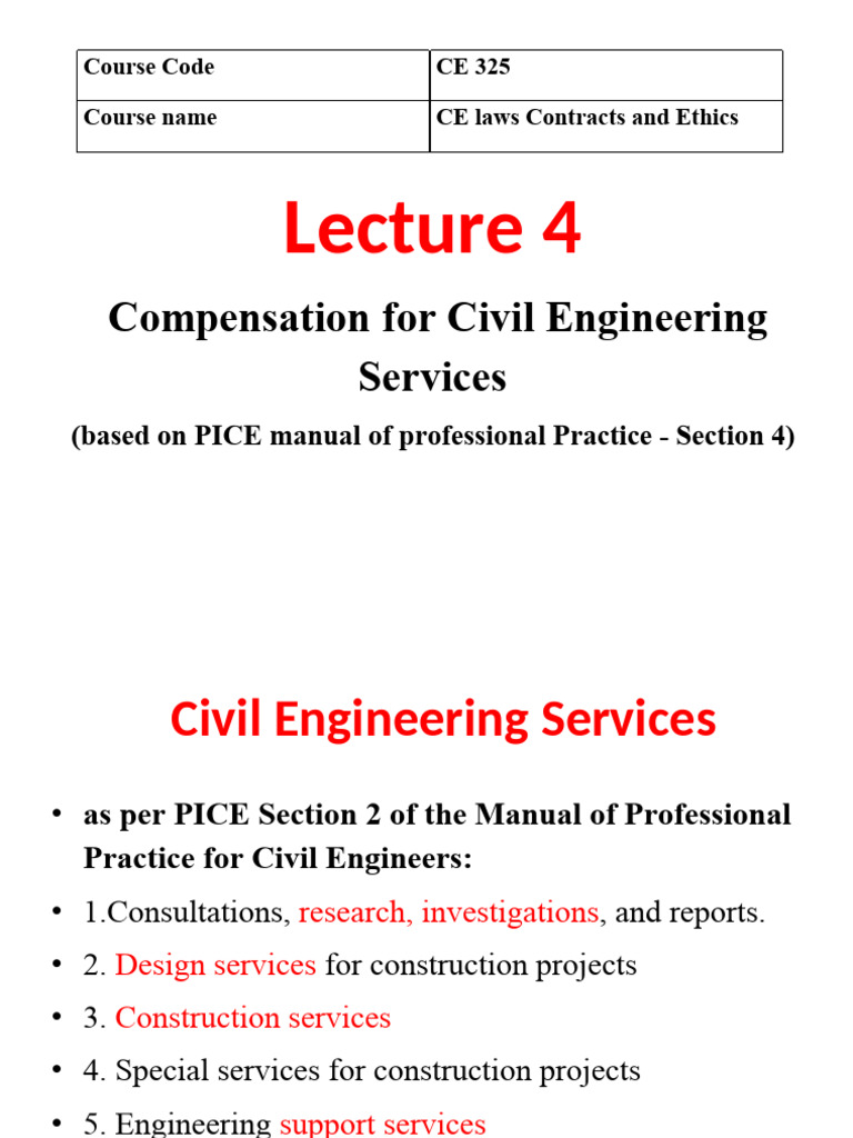 Civil Engineering Compensation Methods | PDF | Per Diem | Cost