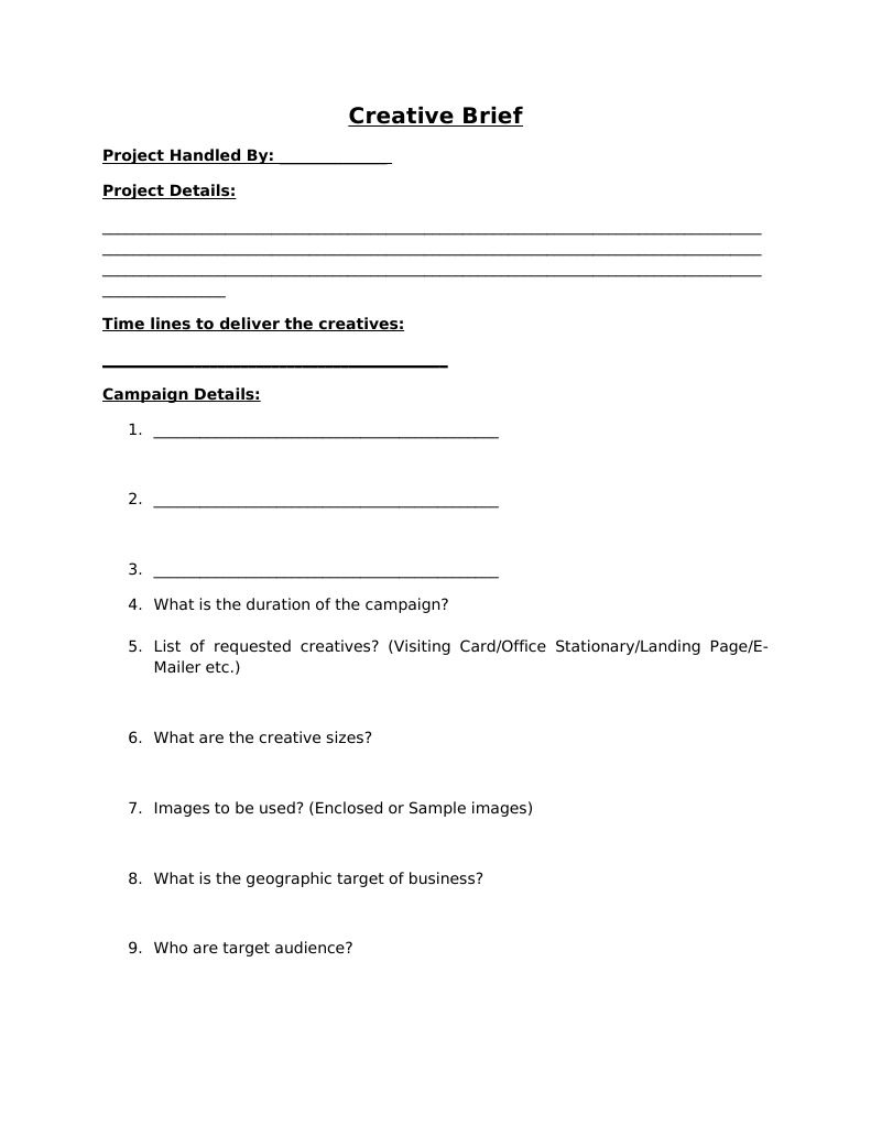Creative Brief Document | PDF