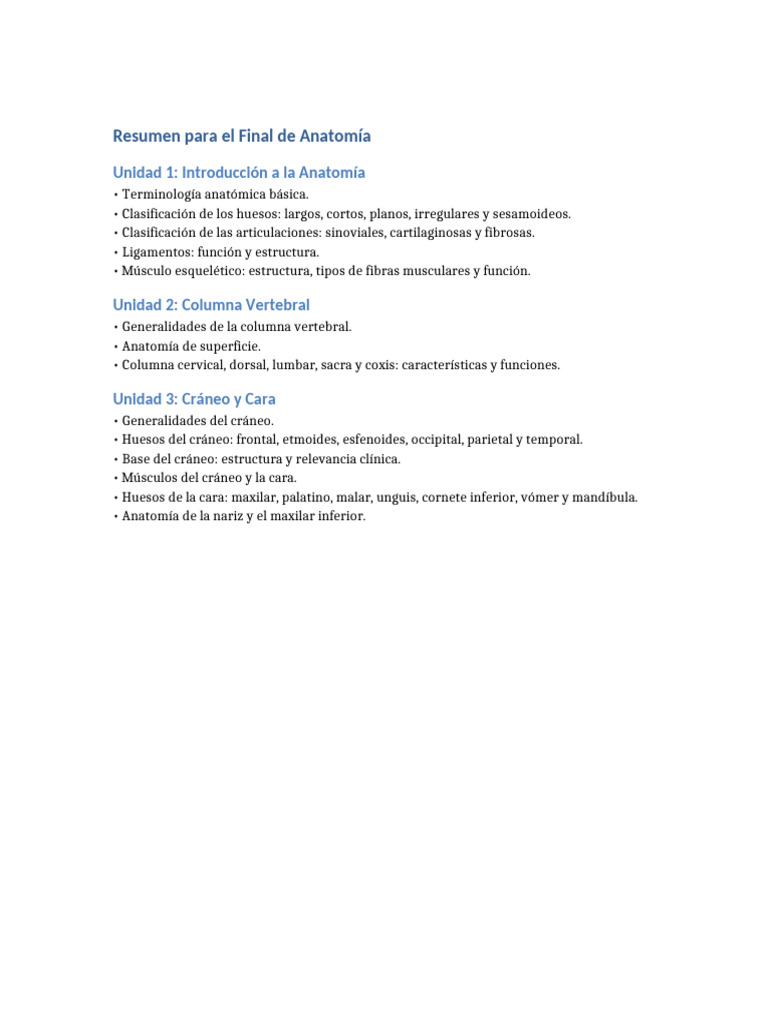 Resumen Anatomia Final | PDF