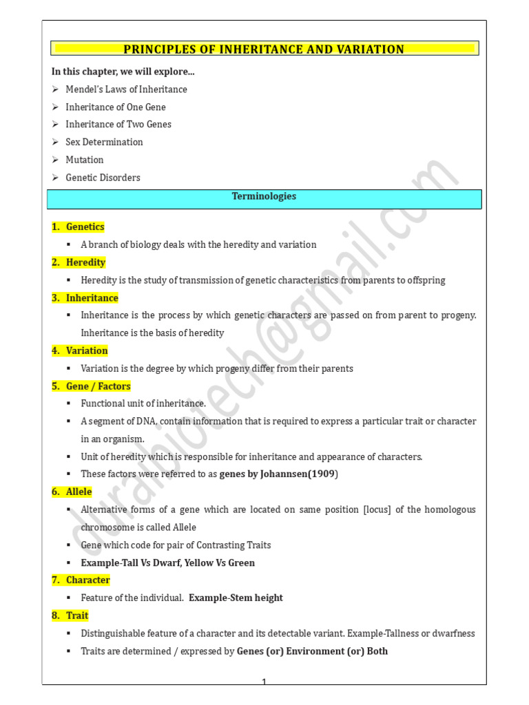 Principles of Inheritance and Variation | PDF | Dominance (Genetics) | Zygosity