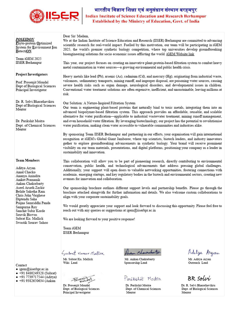 iGEM Offer Letter - Compressed | PDF | Water Purification | Water