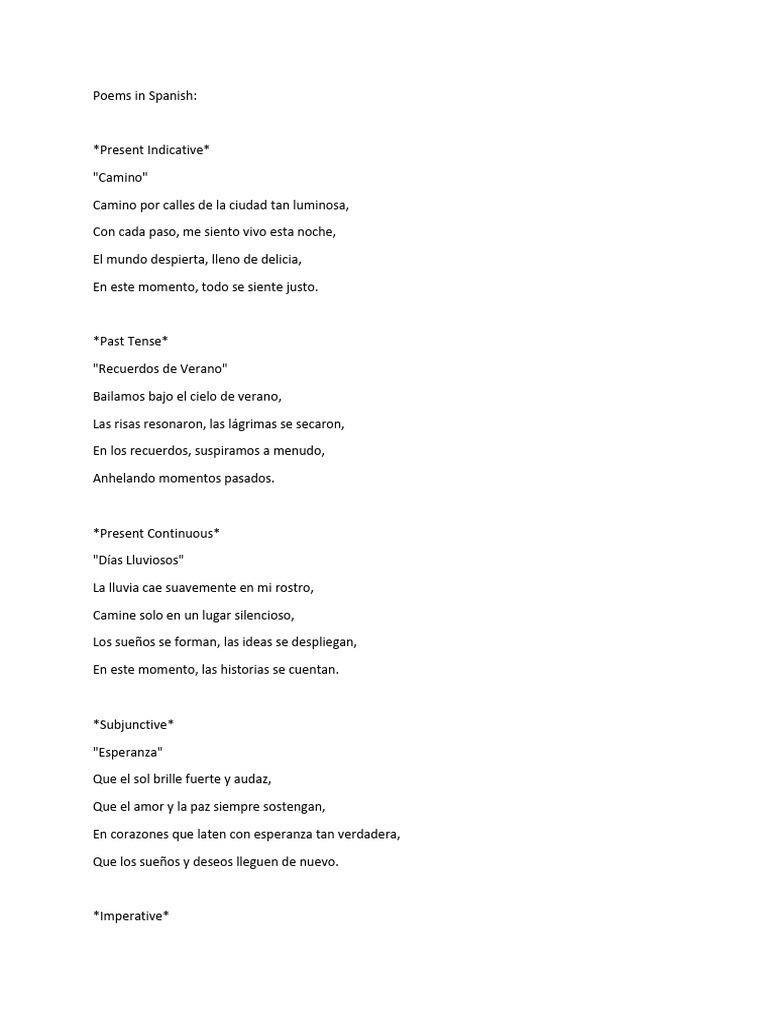 Poemas en Espanol | PDF