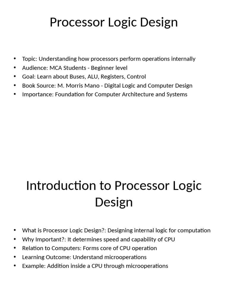 Processor Logic Design for Beginners | PDF | Central Processing Unit | Digital Electronics
