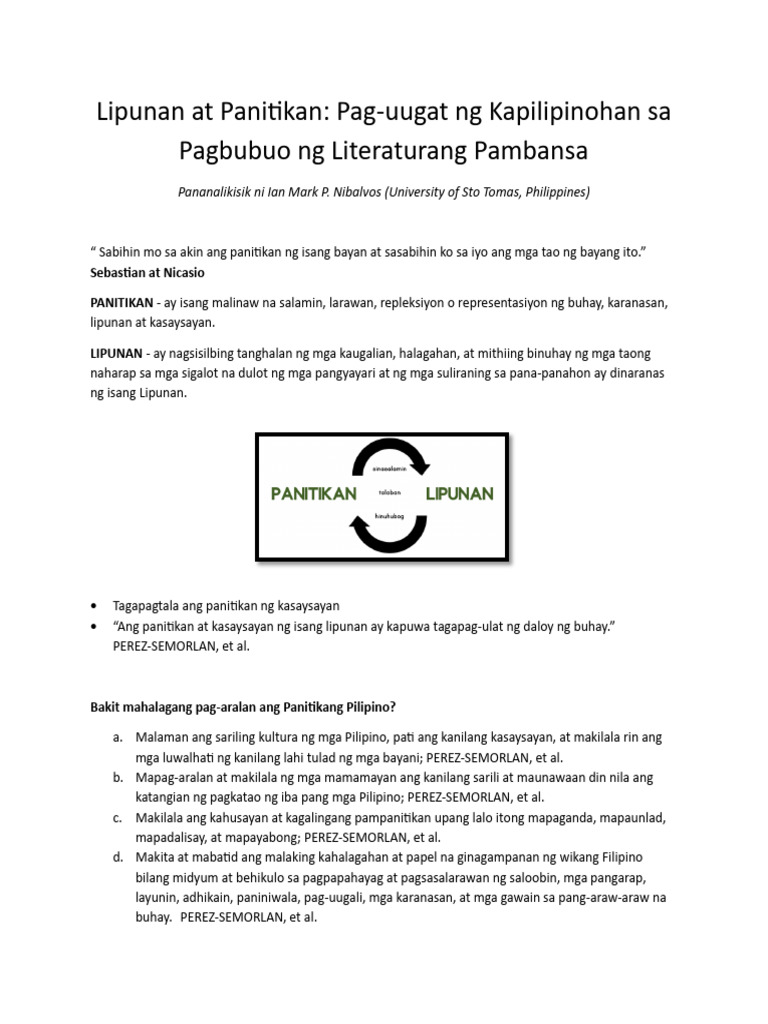 Pag-uugat ng Kapilipinohan sa Pagbubuo ng Literaturang Pambansa | PDF