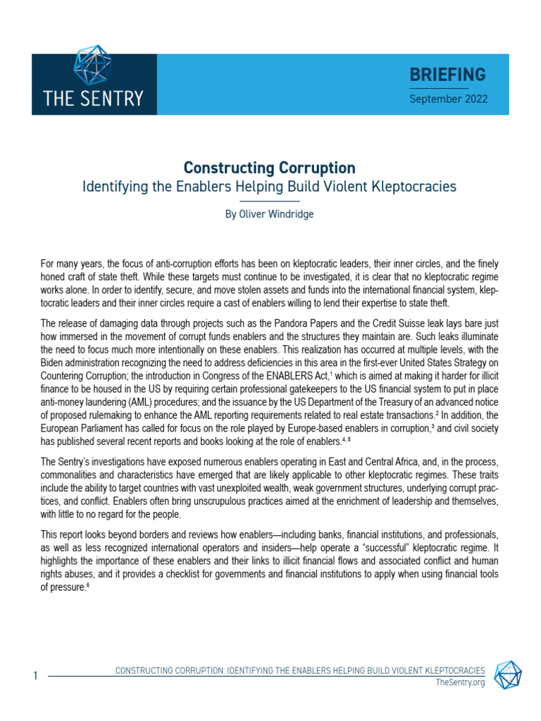 Constructing Corruption - The Sentry - September 2022 | PDF | Democratic Republic Of The Congo ...