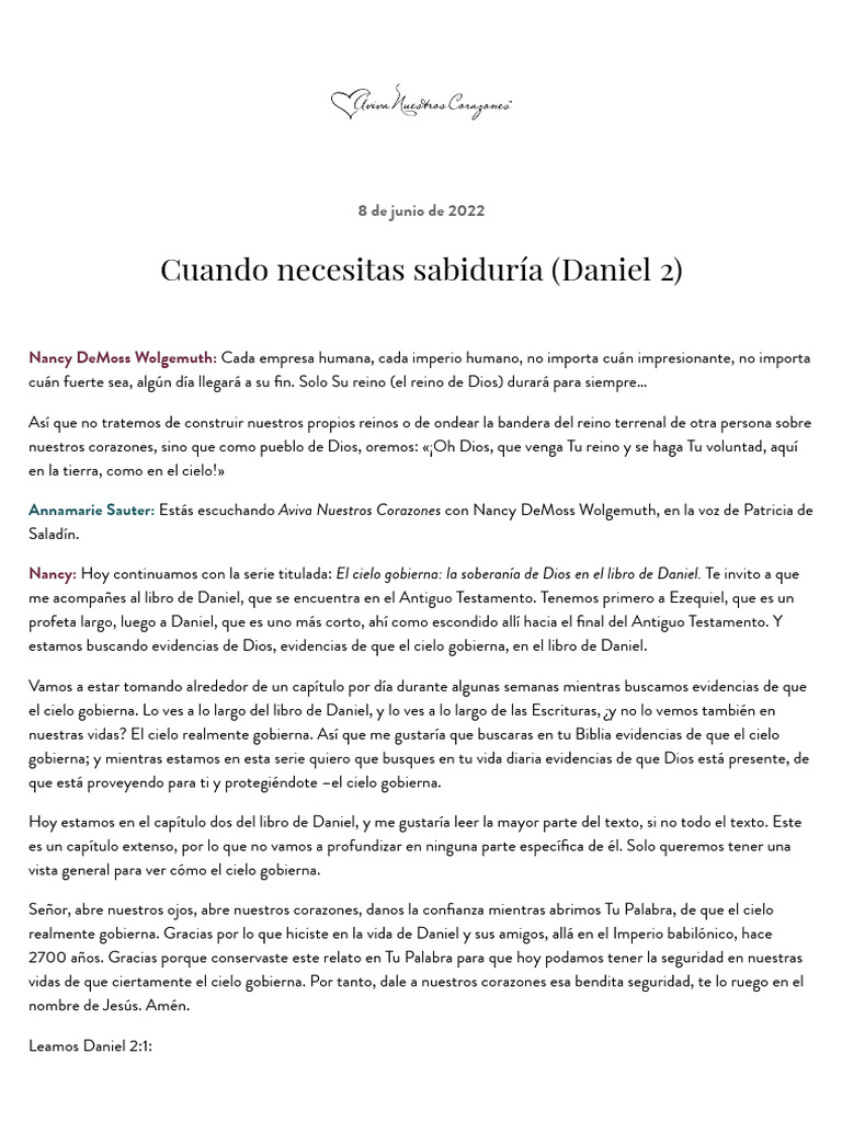 Soberanía de Dios en el libro de Daniel | PDF | Daniel (figura bíblica ...