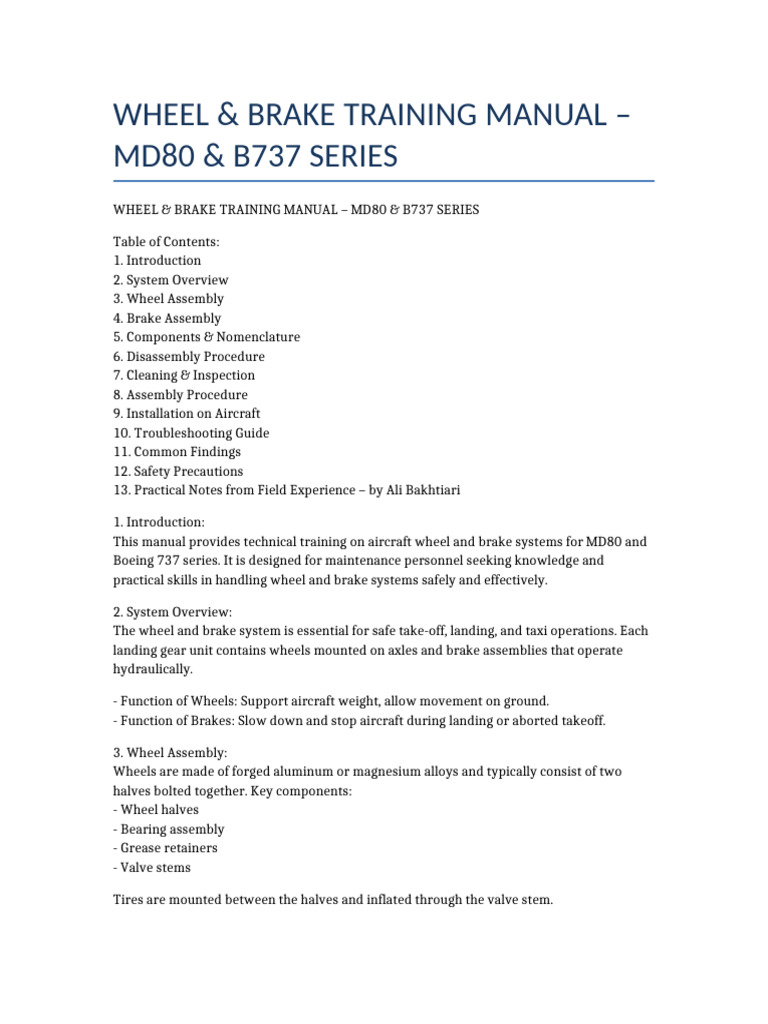 MD80 & B737 Wheel and Brake Manual | PDF | Brake | Valve