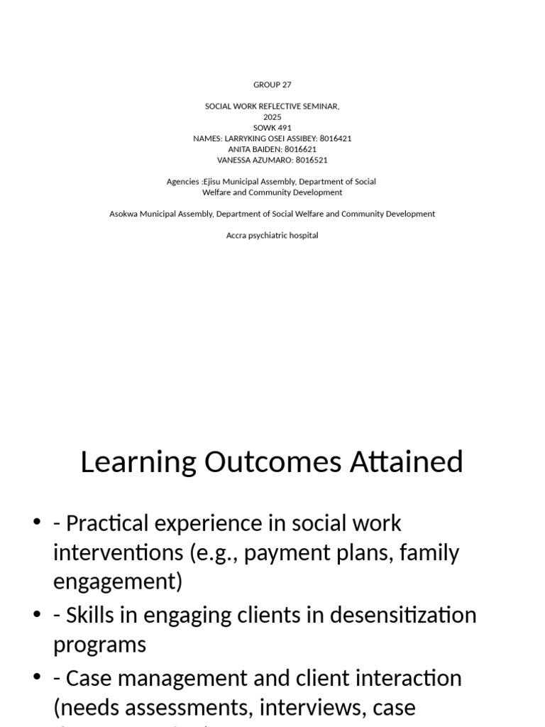 GROUP 27 (Reflective Seminar) | PDF | Social Work | Social Policy
