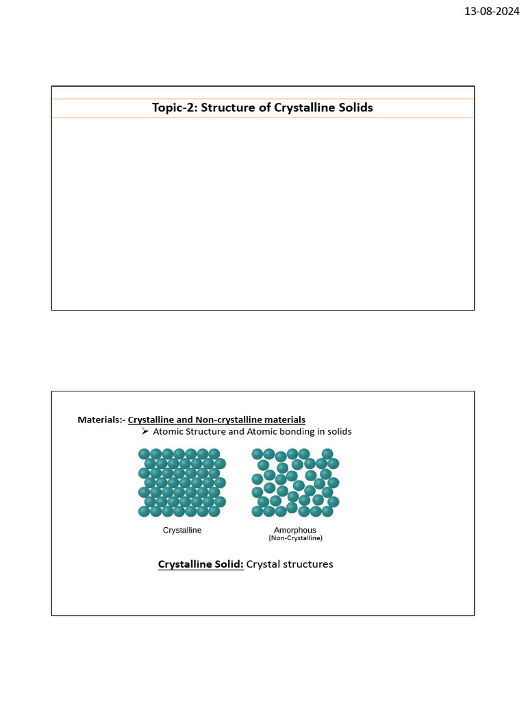 Topic 2 Crystal Structure (1) | PDF | Chemical Bond | Crystal Structure