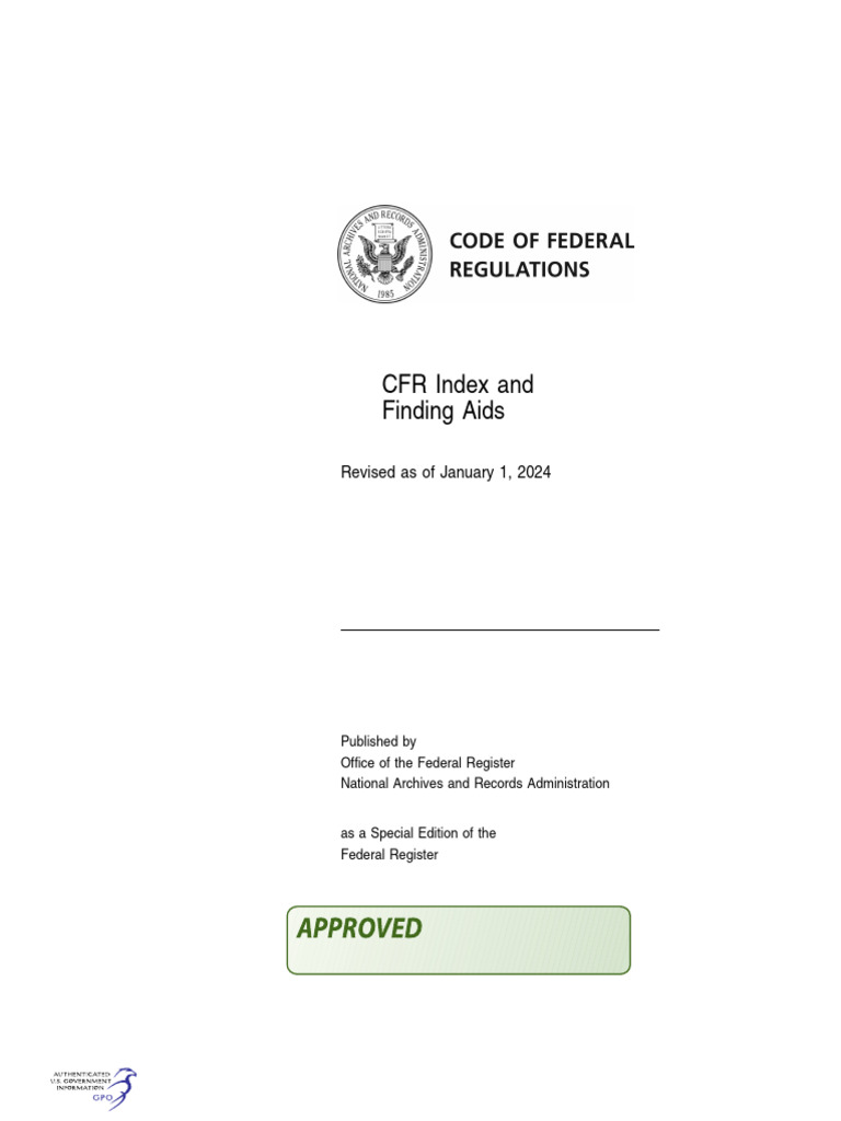 Gpo CFR Index 2024 | PDF | Code Of Federal Regulations | National ...
