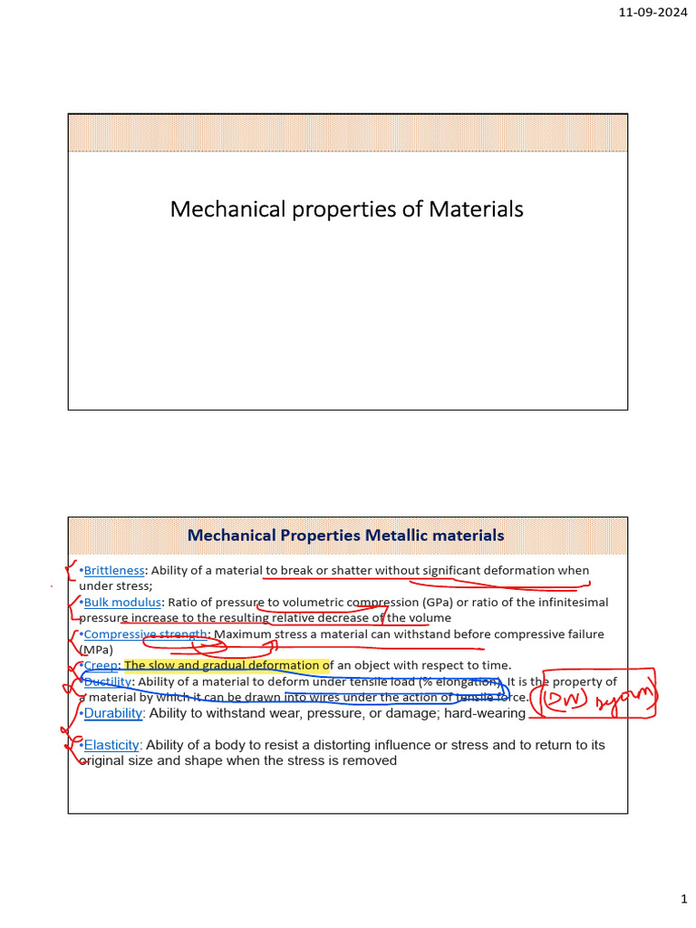 Topic 4 Mechanical Properties of Materials 2024 | PDF | Deformation ...