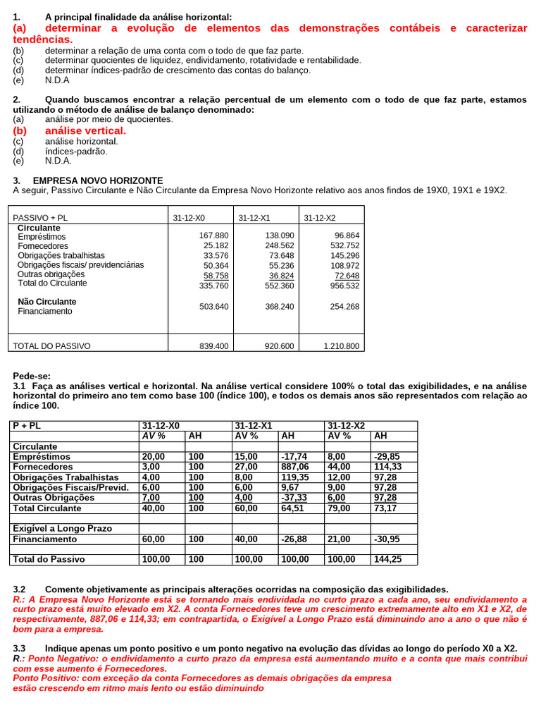 Contabilidade Exercícios | PDF | Fluxo de caixa | Balancete