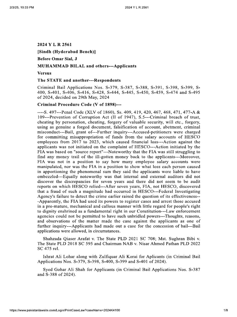 2024 Ylr 2561 Reported Case Law | PDF