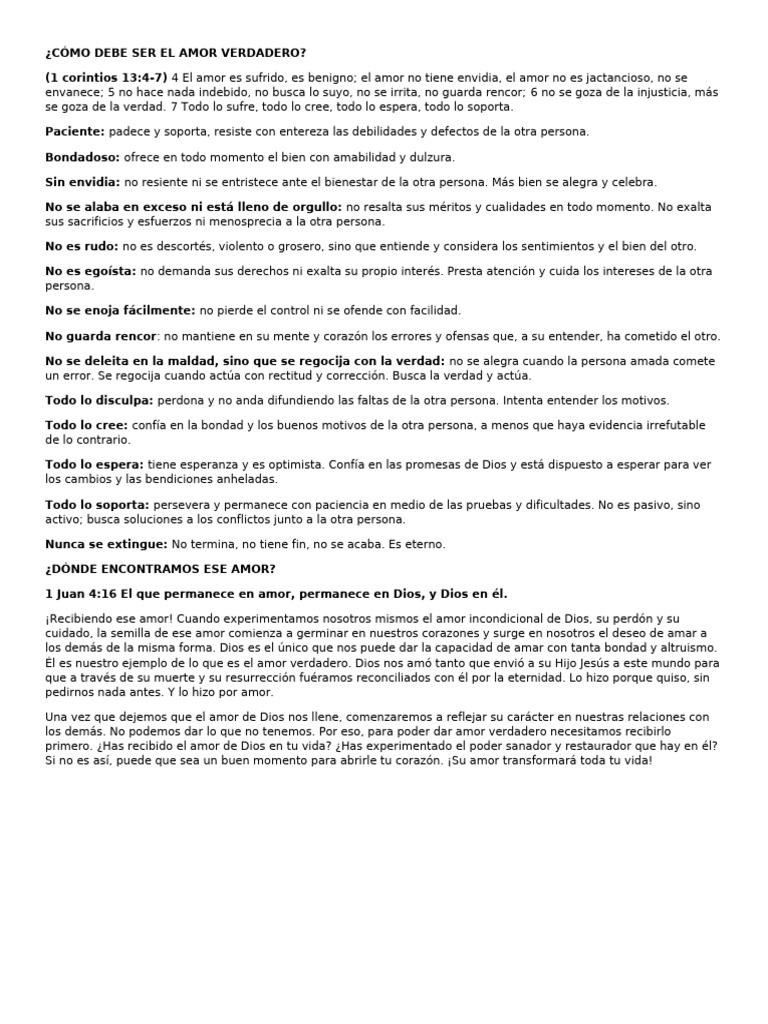 Cómo Debe Ser El Amor Verdadero | PDF | Amor | Dios