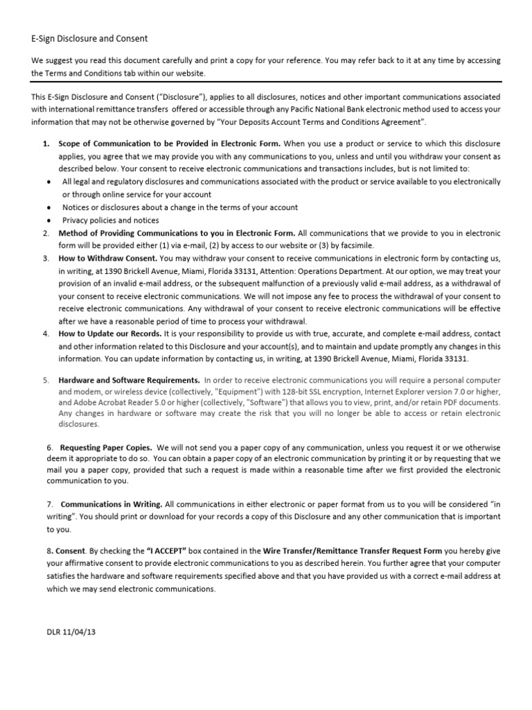 Remittance Transfers - ESignDisclosureandConsent (PDF Ua) | PDF ...