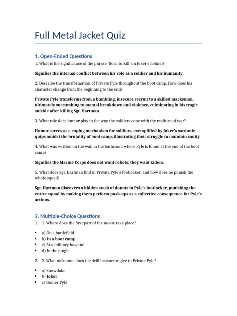 Full_Metal_Jacket_Quiz-1 | PDF