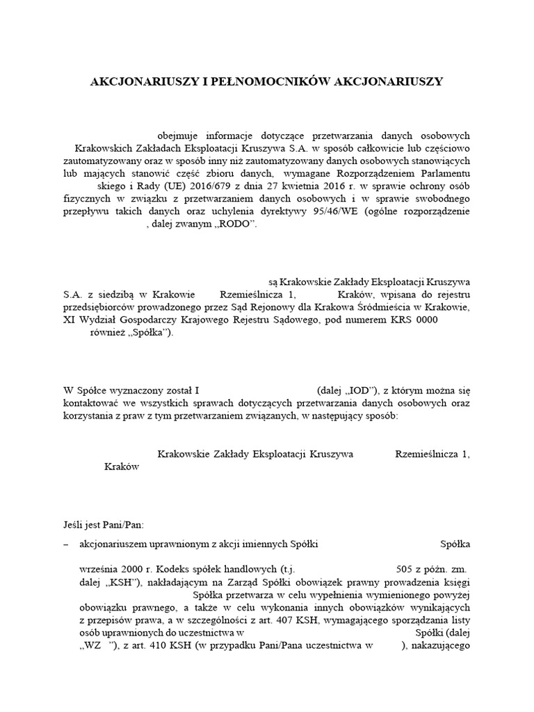Zwyczajne Walne Zgromadzenie Akcjonariuszy | PDF