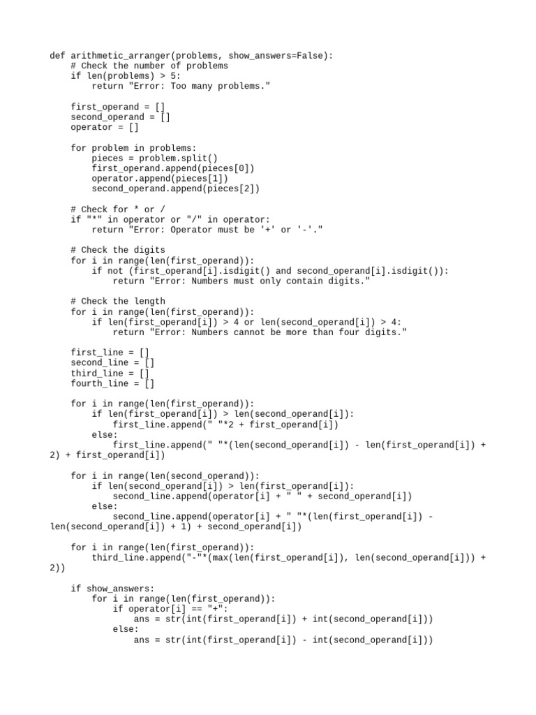 build-an-arithmetic-formatter-project | PDF | Software Engineering | Computer Programming