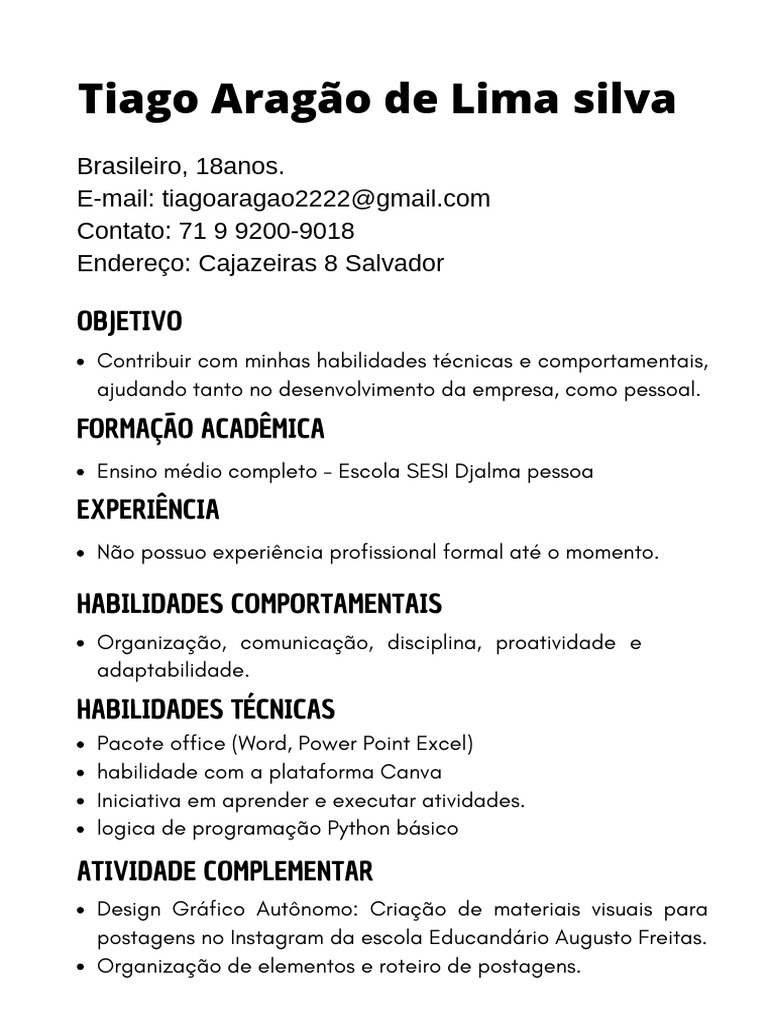 TIAGO ARAGÃO, Currículo PDF | PDF