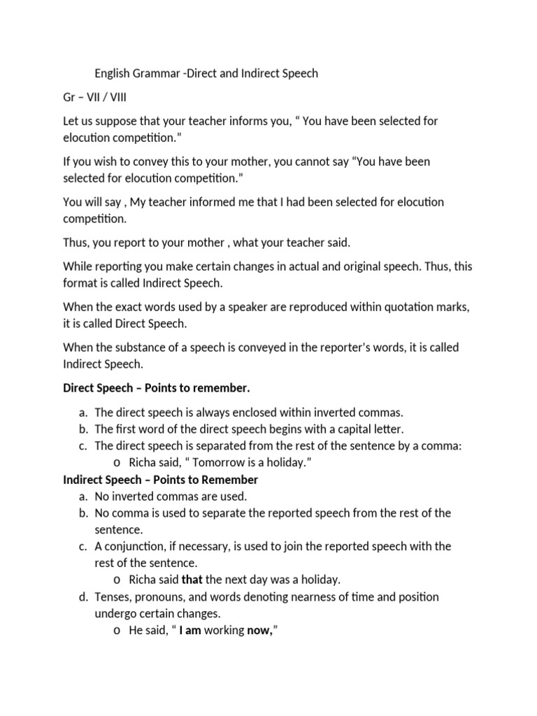Indirect Speech | PDF | Grammatical Tense | Syntax