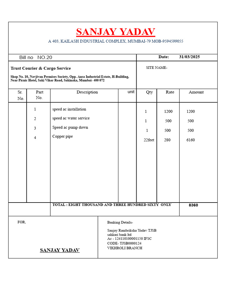 Sanjay Yadav: Bill No NO.20 | PDF