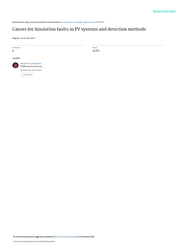 Insulation Faults Report | PDF | Photovoltaic System | Photovoltaics