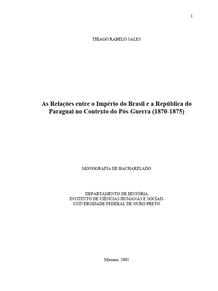 Thiago Rabelo Sales - As Relações Entre o Império Do Brasil e A ...
