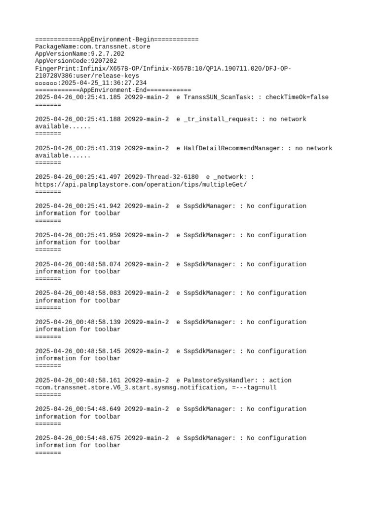 Transsnet Store App Environment Log | PDF | Java (Programming Language ...