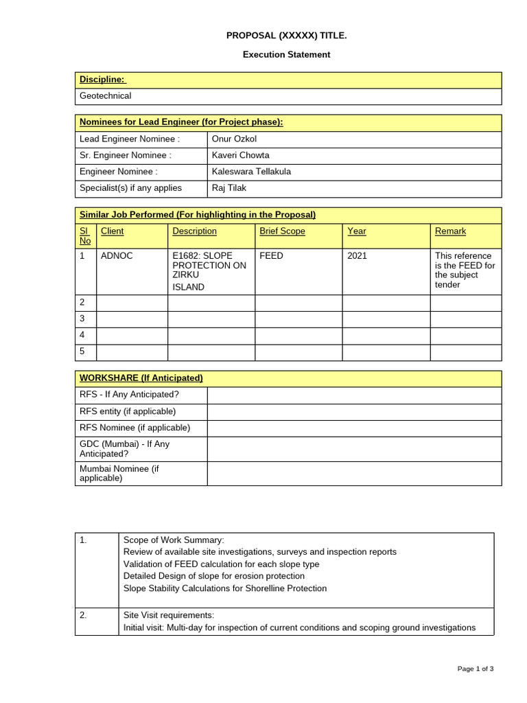 Execution Statement - Geotechnical | PDF | Surveying | Subcontractor