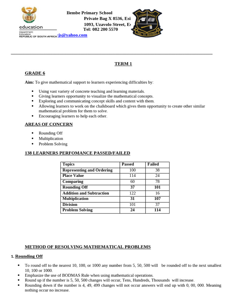 Grade 6 Maths Analysis - 113956 | PDF | Multiplication | Mathematics