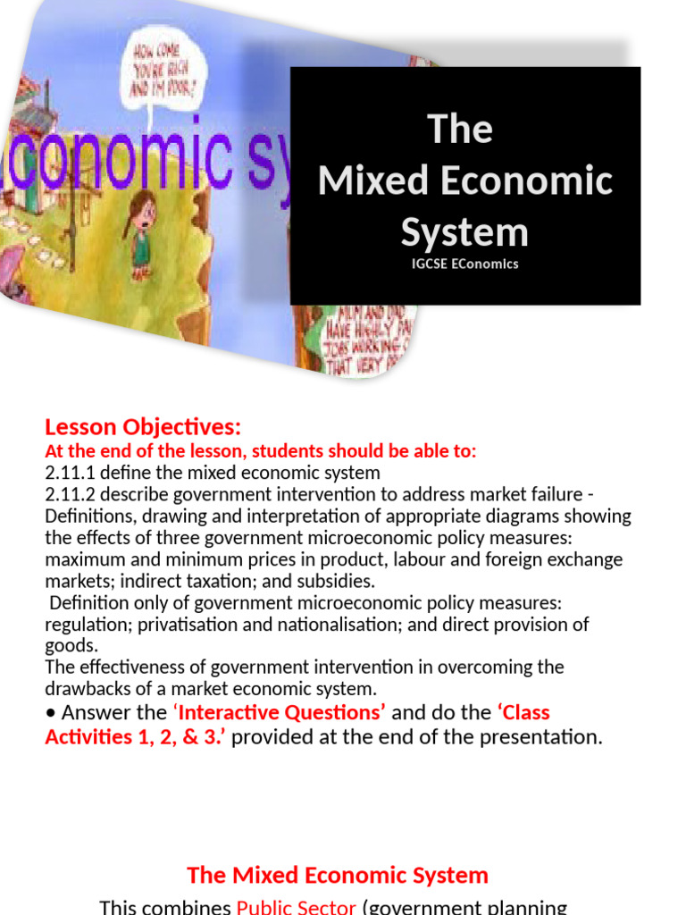 The Mixed Economic System IGCSE Economics | PDF | Economics | Market ...