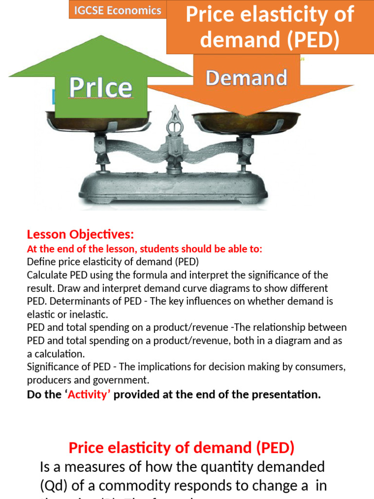 Price Elasticity of Demand PED IGCSE Economics | PDF | Demand | Price Elasticity Of Demand