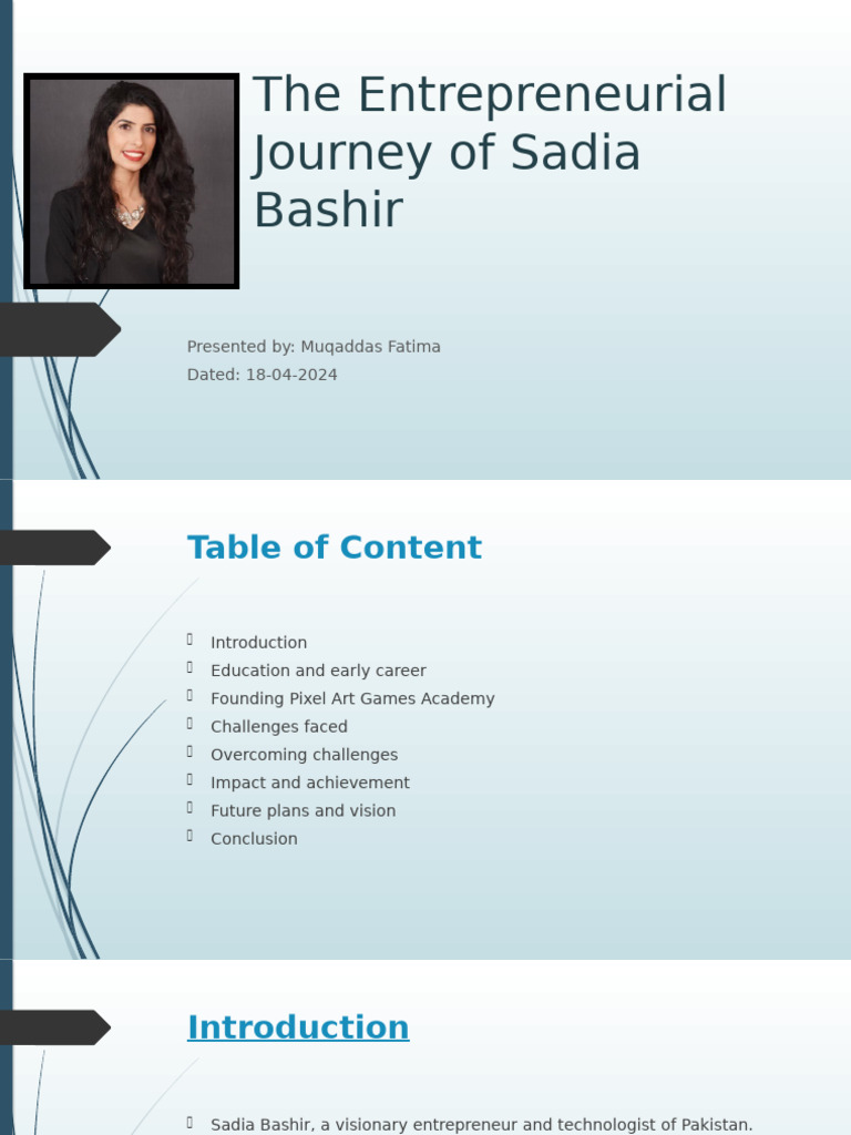 The Entrepreneurial Journey of Sadia Bashir | PDF