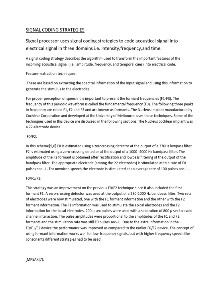 U4 SIGNAL CODING STRATEGIES | PDF | Filter (Signal Processing) | Sampling (Signal Processing)