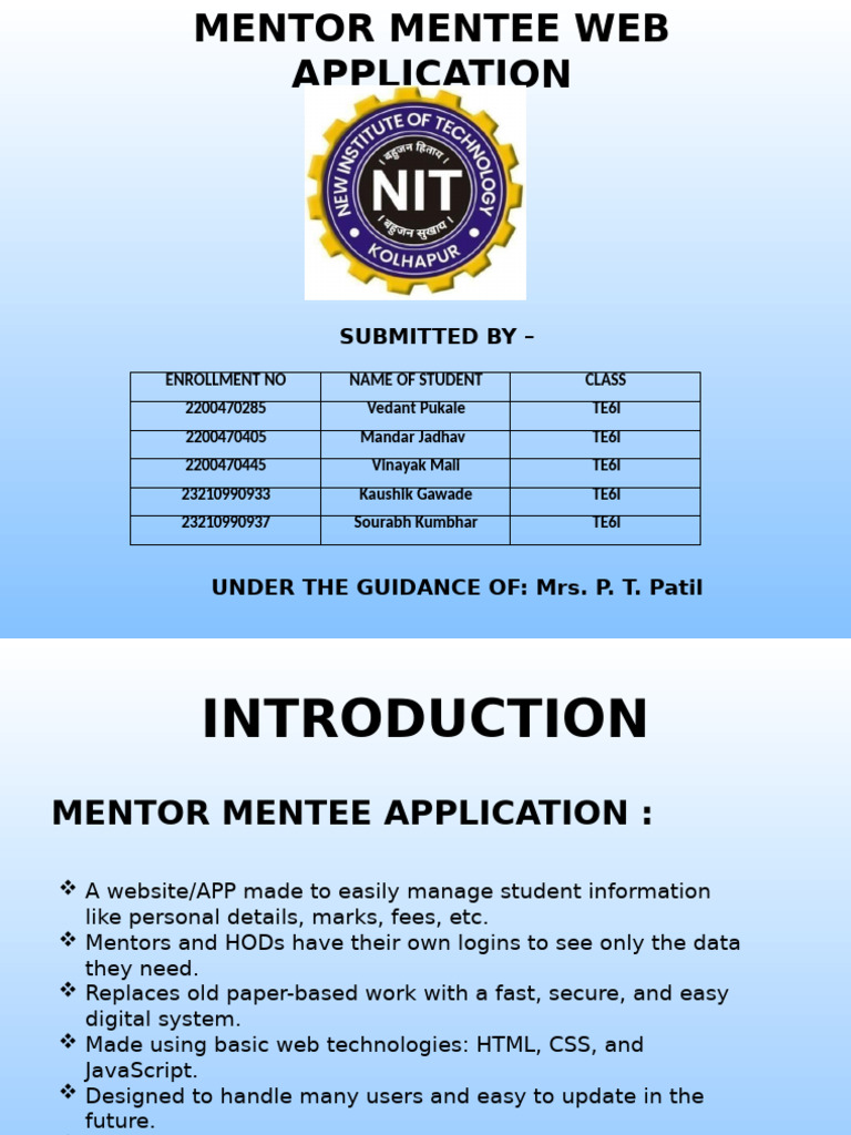 Mentor Mentee Web Application-1 | PDF
