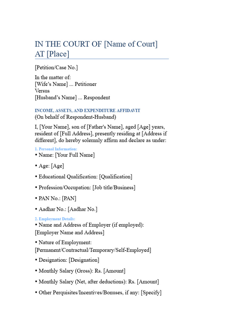 Income Affidavit Husband | PDF | Expense | Employment