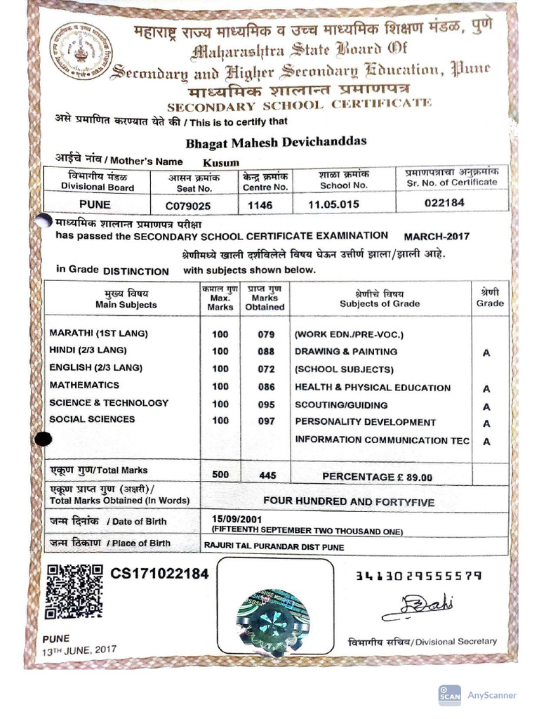10th Certificate Compressed | PDF
