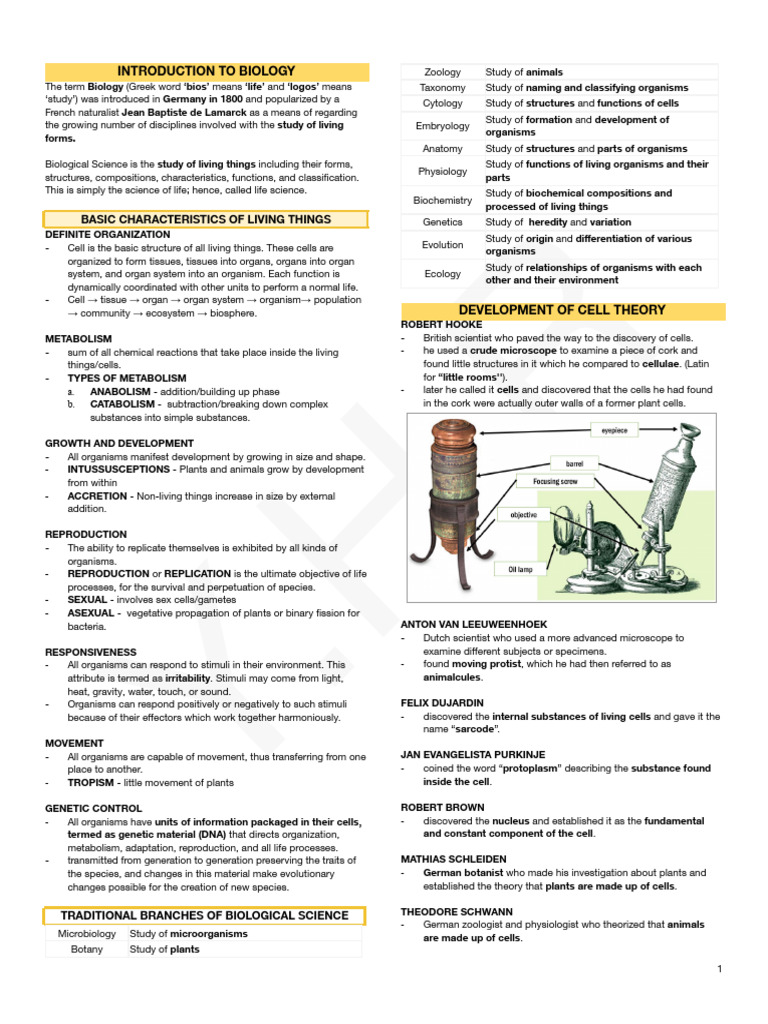 Gen Bio Midterm Notes Reviewer For General Biology 1 | PDF | Tissue ...