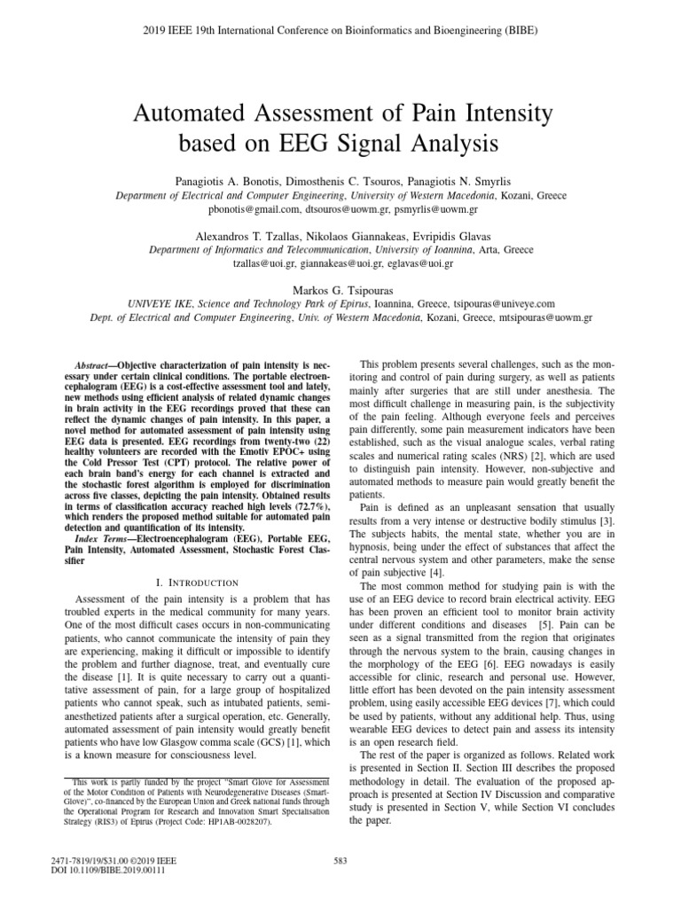 Automated EEG Pain Intensity Assessment | PDF | Pain ...