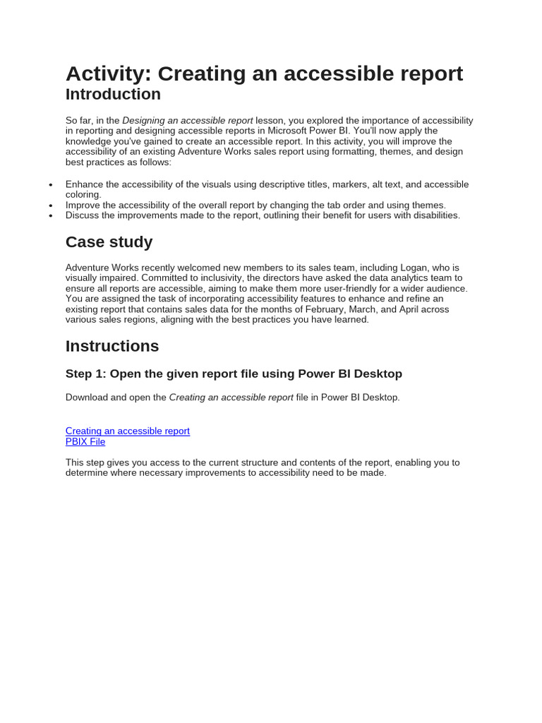 Enhancing Accessibility in Power BI Reports | PDF | Accessibility | Chart