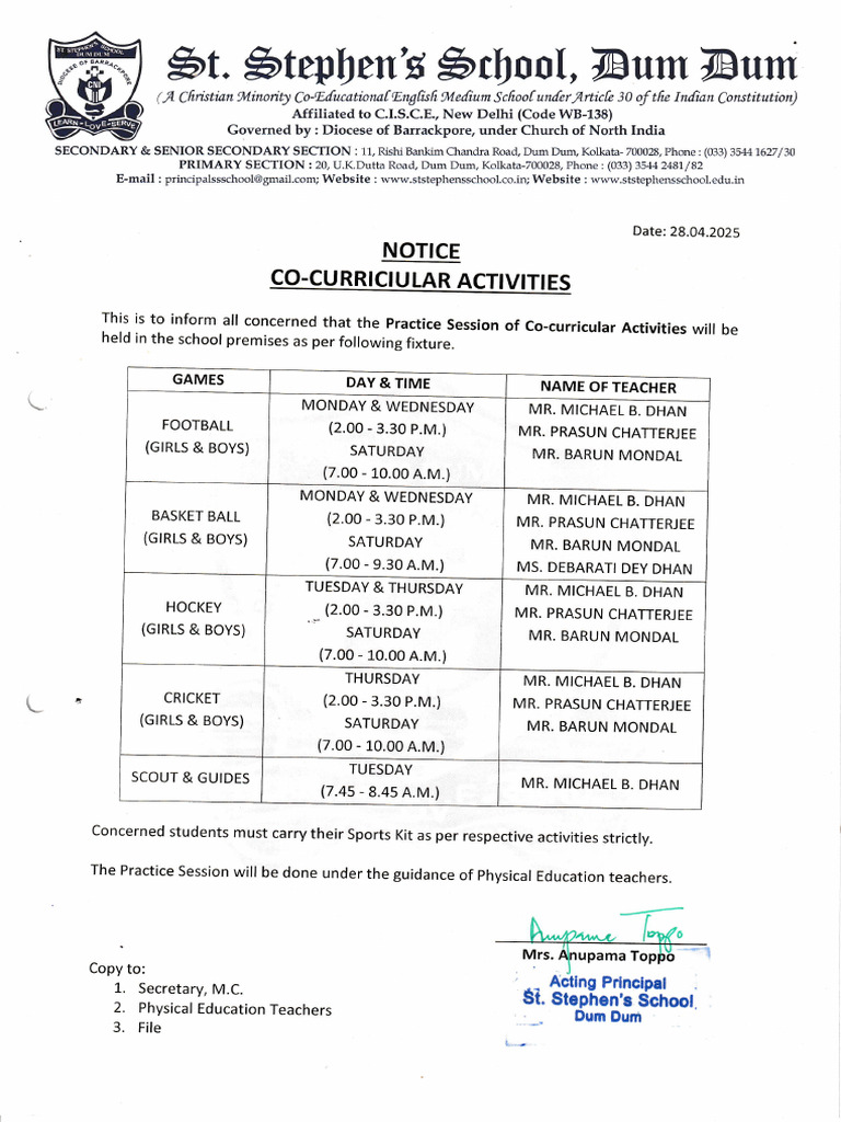 Notice (Co-Curricular Activities) | PDF