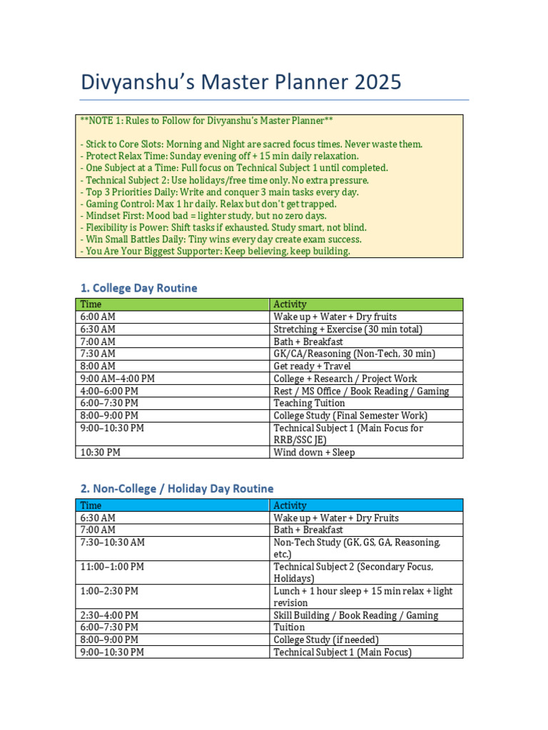 Divyanshu_Master_Planner_FINAL_WITH_NOTE1_NOTE2 | PDF