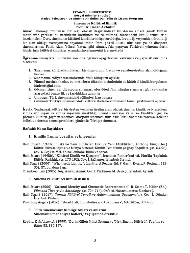 Sinema ve Kültürel Kimlik İzlence | PDF