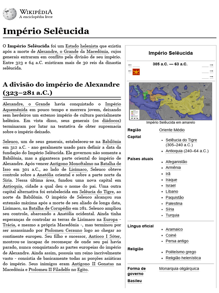 História do Império Selêucida | PDF | 3º Século a.C. | Período Helenístico
